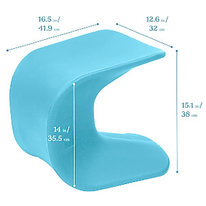 ECR4Kids Wave Seat, 14in - 15.1in Seat Height, Perch Stool, Cyan, 2-Pack