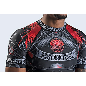 Ronin Samurai Blackout Ghost Rash Guard base layer Compression Shirt for Bjj MMA Grappling (Med)