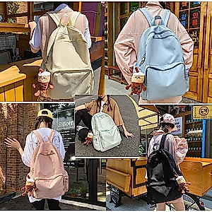 NICRX Kawaii Backpack with Cute Accessory Stylish Large Capacity Casual Daily (Black)