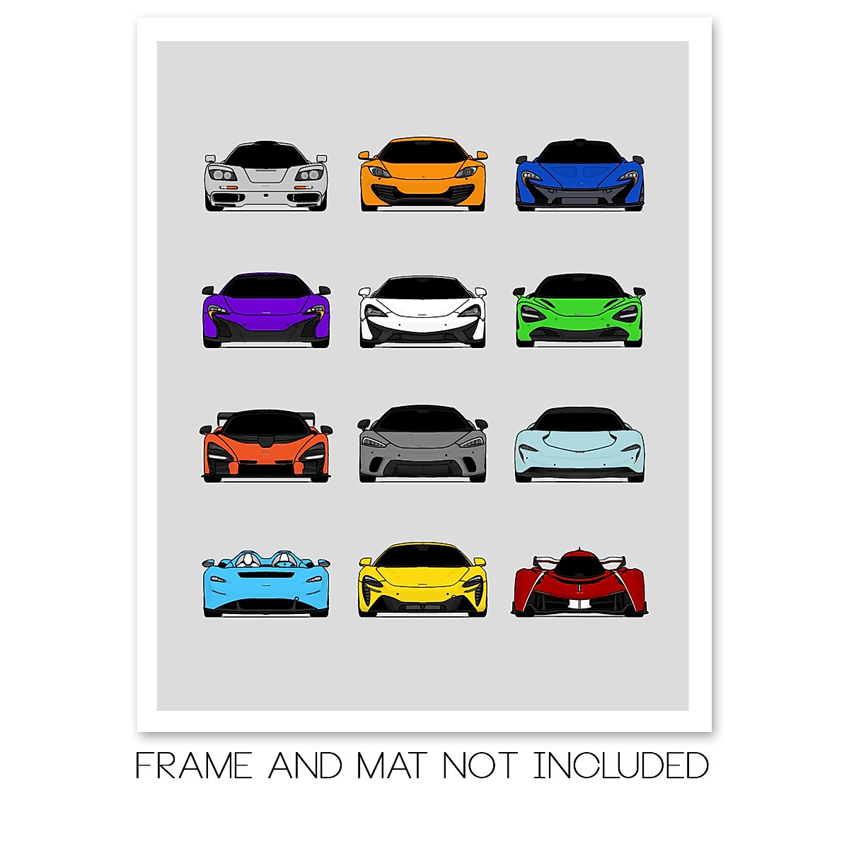 Custom Car Posters History of McLaren Generations Print Wall Art Handmade Decor of the Evolution of McLaren Automotive (MP4-12C,650S, 720S, Senna, GT) - 8x10" Satin Print (Unframed)