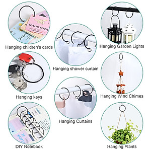 Shower Curtain Hooks, 12 Pcs Shower Curtain Rings, Round Snap Black Shower Curtain Rings, Decorative Metal Rustproof Shower Curtain Rings, Glide Smoothly Shower Rings for Curtain (Black)
