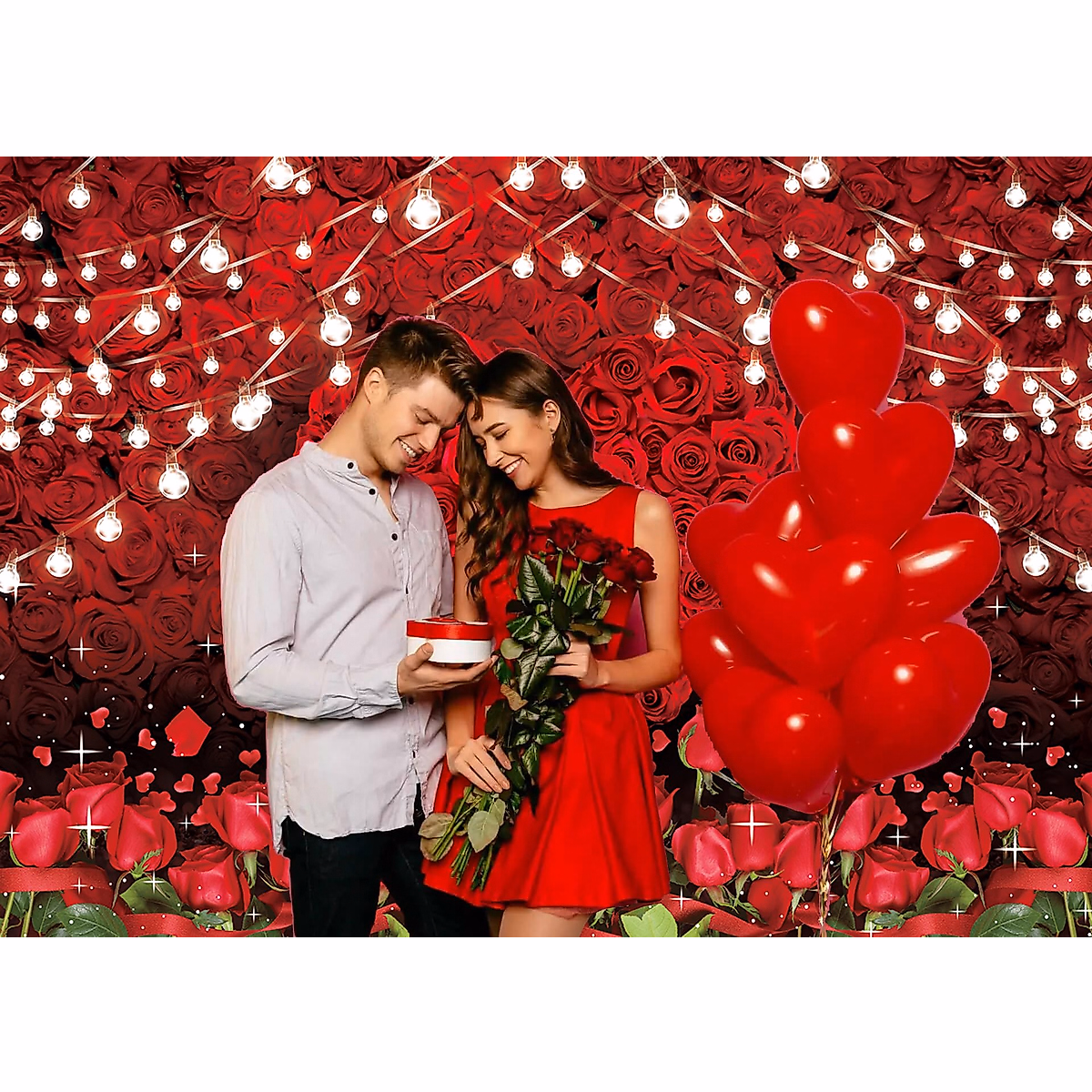 Red Rose Flower Wall Backdrop Floral Photography Background for Wedding Bridal Shower Adults Women Birthday Party Cake Tables Decoration Studio Props Banner (7X5FT(82x59inch))