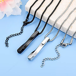 2 PCs Cremation Jewelry for Ashes Twist Bar Urn Necklace for Ashes Cremation Memorial Jewelry Stainless Steel Ashes Jewelry Keepsakes For Women Men