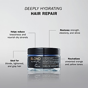TRUSS Blond Mask - Hydrating Blonde Hair Mask + Purple Toner for Brassy Hair - Neutralizes Orange + Yellow Tones on Blonde, Bleached + Gray Hair - (6.35 oz)