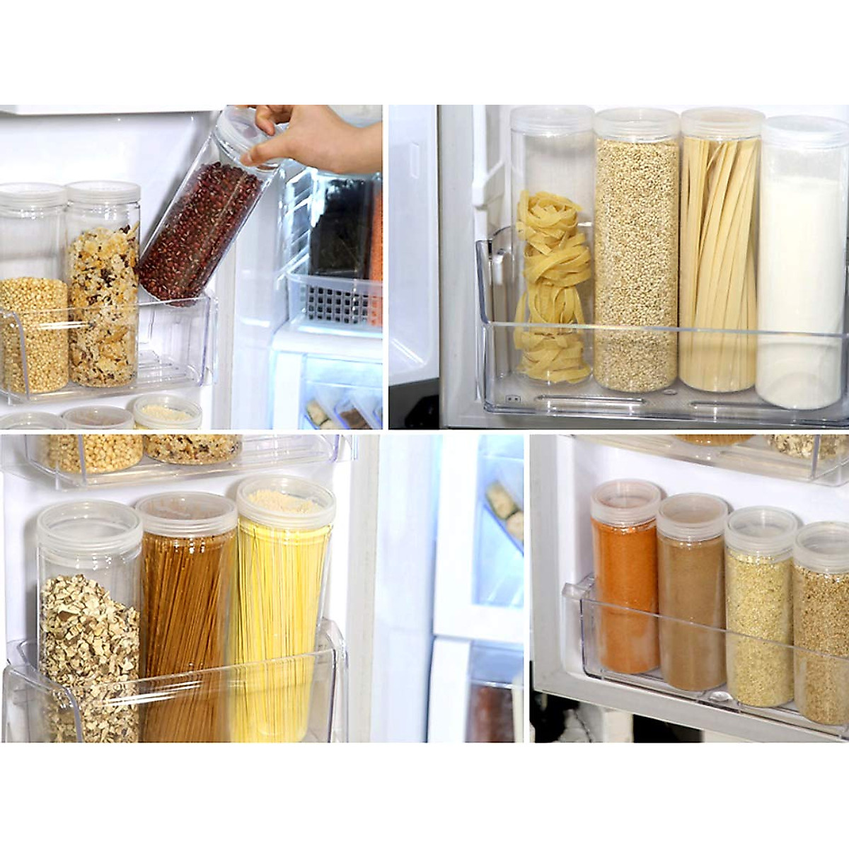 Silicook Clear Plastic Jar, 40oz, Square Shaped, Transparent, Food Storage Container, Kitchen & Household Organization for Dry goods, Spices, Vegetables, Ingredients etc