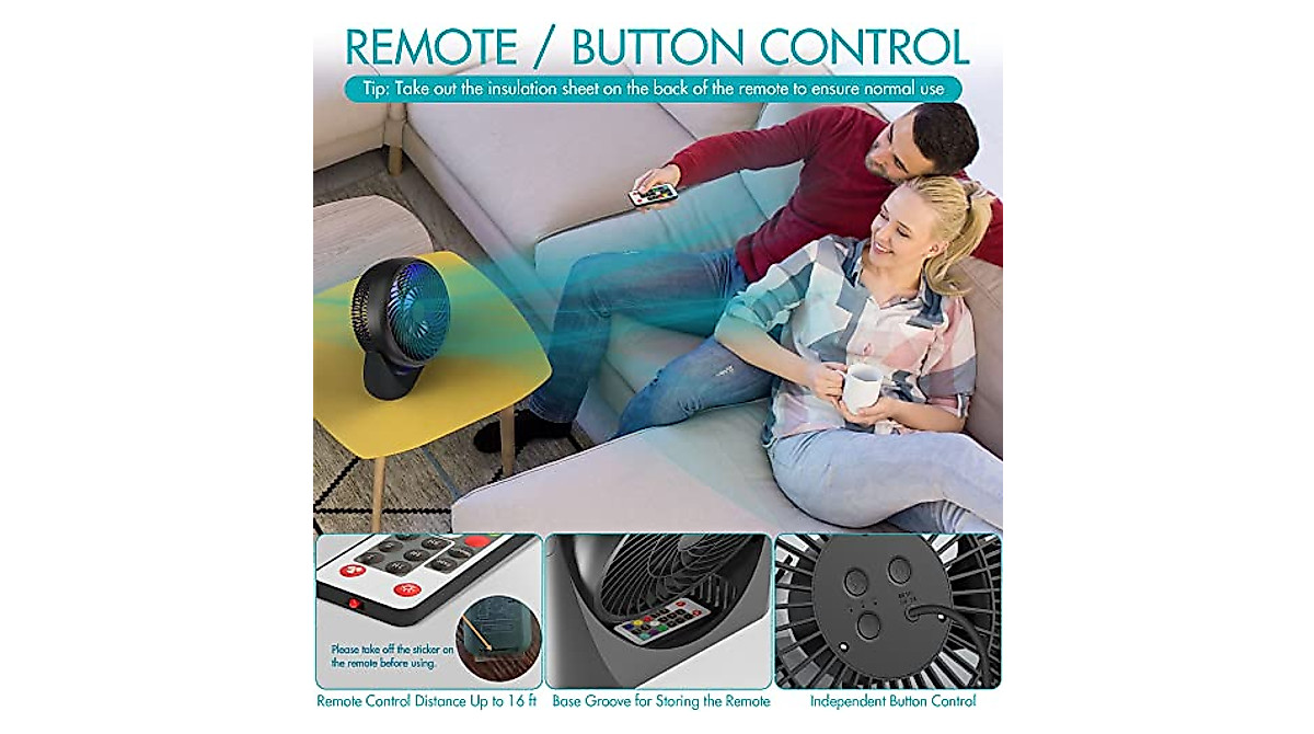 Panergy 8-Inch Remote Table Fan with RGB Light