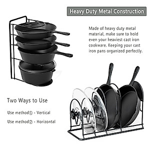 REEQMONT 2 Pack - Heavy Duty Pot Rack Organizer, 5 Tier Pan Rack Holder, Holds Cast Iron Skillets, Dutch Oven, Frying Pan, Griddles - No Assembly Required, 15.9'' H