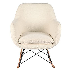 Rongbuk Modern Velvet Rocking Chair,Upholstered Rocker Glider Chair with High Backrest and Armrests,Small Accent Chair for Nursery,Living Room,Bedroom,White