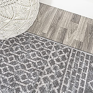 JONATHAN Y MOH106B-28 Arta Moroccan Modern Geometric Rug Farmhouse Southwestern Vintage Indoor Area Rug,High Traffic,Bedroom,Kitchen,Living Room,Non Shedding,2 X 8,Gray/Cream