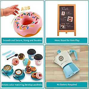 Ice Cream Tea Party Play Set for Kids Role Play, Dessert Coffee Toys, Create Sweet Treats and Brew Coffee in Style Play House, for Boys Girls 3 4 5 6 Years Old, Birthday Gifts, Class Rewards,Christmas