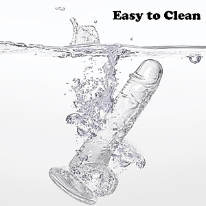 Alovegarden 7.6 Inch Realistic Dildo G-Spot Stimulation Dildos with Powerful Suction Cup for Hands-Free Play Anal Adult Sex Toy for Women and Couple (Clear)