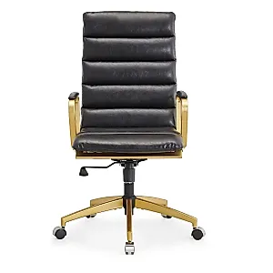 CAROCC Black Gold Desk Chair Black Gold Office Chair high Back Modern Office Chair managerial Chairs & Executive Chairs Swivel Office Chair Black Leather and Gold(1902 Gold Black)
