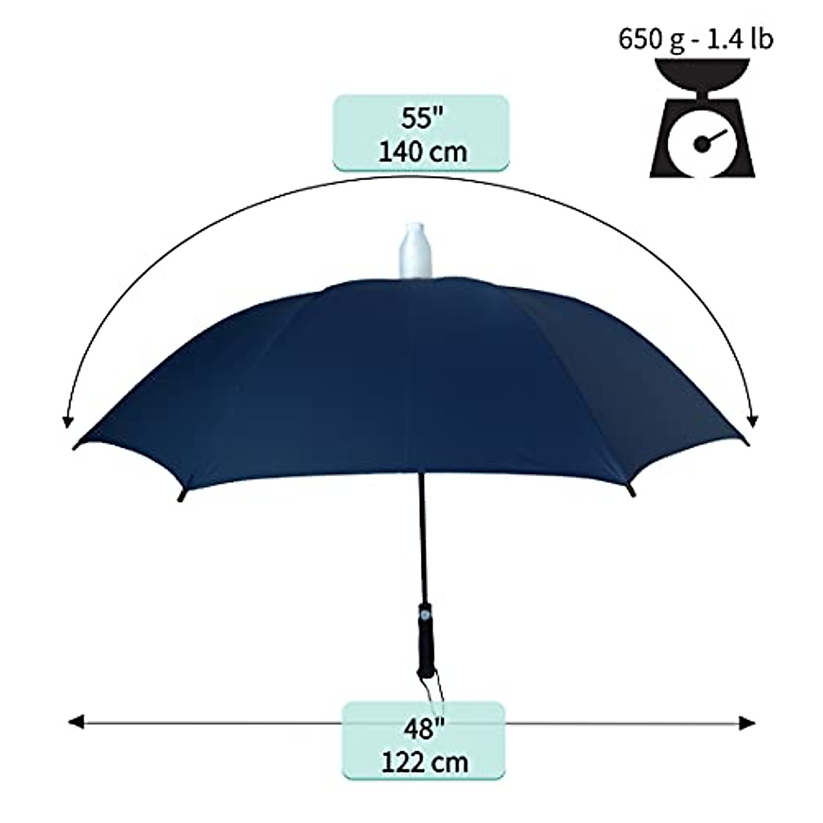 Innovate Golf Umbrella – Telescopic Cover Attachment – Fibreglass Frame – Automatic Open Button – Windproof – UV Protection with Blackout Shade – Large Canopy – Non-Drip – Quick Drying (Oxford Blue)