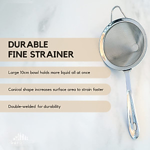 A Bar Above Professional Cocktail Strainer Set - 3 Piece Bundle Includes Hawthorne Strainer, Julep Strainer & Fine Mesh Strainer – Rust Proof Stainless Steel Strainer for Home & Professional Bartender