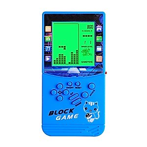 HLF New Large Screen Brick Game Console Green Backlight Built-in 23 Multi-Mode Block Games Classic Nostalgia Puzzle Speed and Difficulty can be Adjusted Suitable as a Gift for Kids (Blue)