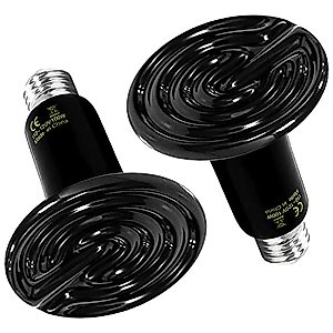 Simple Deluxe 100W 2-Pack Ceramic Heat Emitter Reptile Heat Lamp Bulb No Light Emitting Brooder Coop Heater for Amphibian Pet & Incubating Chicken, Black