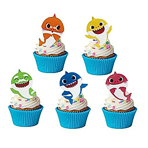 36Pcs Edible Shark Cupcake Topper Cake Topper Wafer Paper Decoration Party…