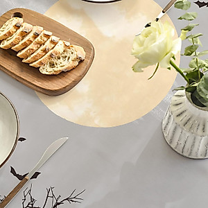 Horaldaily Halloween Tablecloth 60×84 Inch Rectangular, Buffalo Plaid Pumpkin Moon Cat Washable Table Cover for Party Picnic Dinner Decor