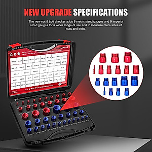 Nut and Bolt Thread Checker (Red & Blue) Nut and Bolt Size Gauge- 23 Inch & 21 Metric New Individually Assembled Thread Gauge Suitable for Detecting Fixed Bolts or Threaded Holes in Enclosed Areas