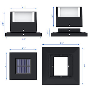 8 Pack Solar Post Lights Outdoor Solar Post Cap Lights, 20 Lumen High Brightness Waterproof LED Fence Post Solar Lights with Base for 4x4 5x5 6x6 Wooden Posts,Black