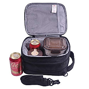 MIER Insulated Lunch Box Bag Expandable Lunch Pack for Men, Women, Kids, Black