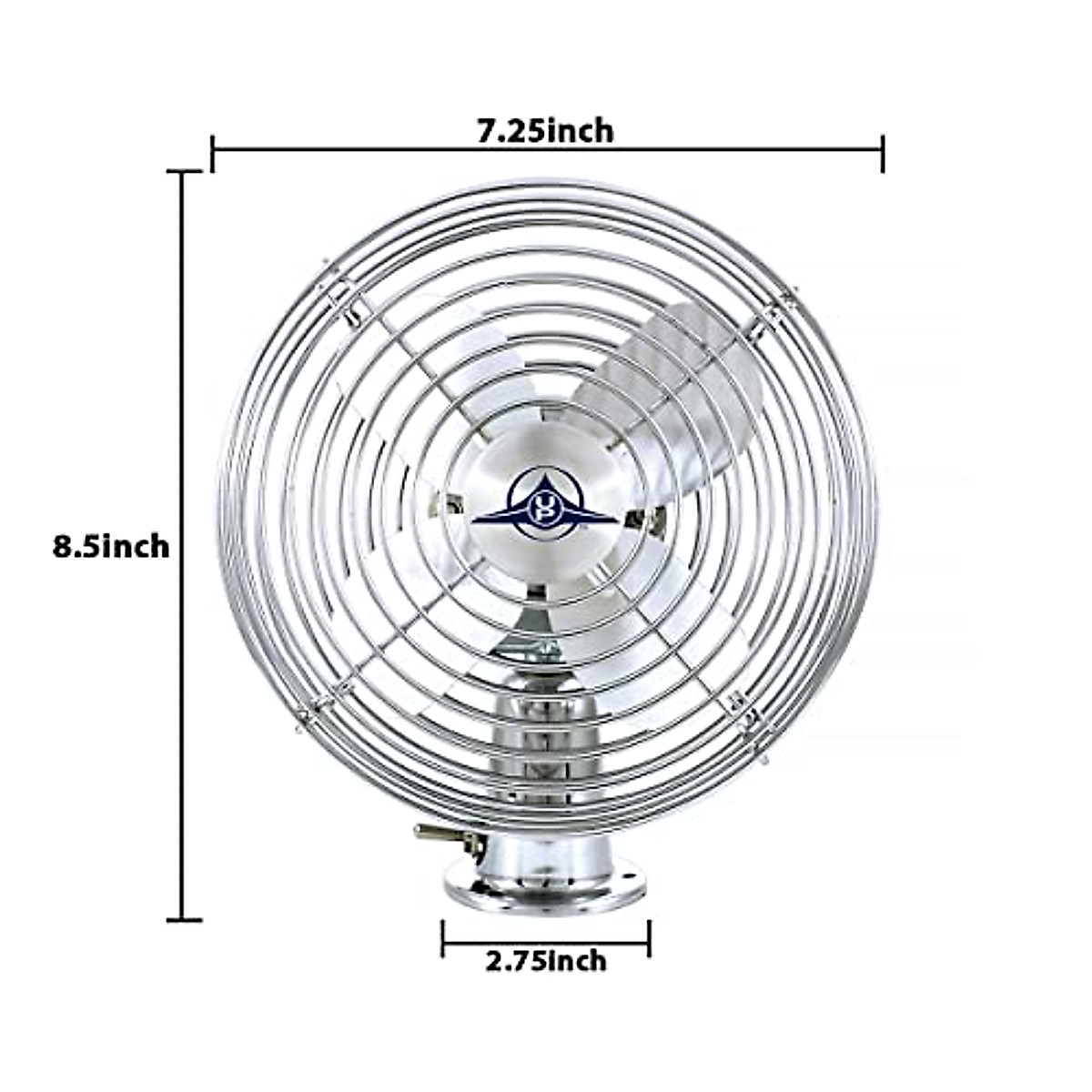 United Pacific 40848 Heavy-Duty Chrome 12V Car Fan w/6" Fan Blade for Cars, Trucks, RVs, & Vans, All Metal, 2-Speeds, Adjustable Base - ONE Fan