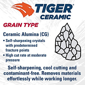 Weiler 58312 7 Inch Cutting Wheel, Tiger Ceramic Stainless Steel Superior Life & Cut Contaminant Free Max Performance Cutting, .060" CER60S Type 27 5/8"-11 Hub, Pack of 10