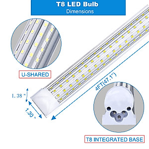 TOPTRONED (20-Pack) LED Shop Light, 4FT 75W 9000LM 6000K, Cold White, U Shape, Clear Cover, Hight Output, Linkable Shop Lights, T8 LED Tube Lights, LED Shop Lights for Garage 4 Foot with Plug