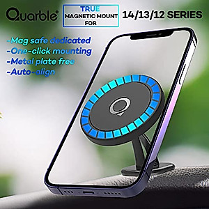Quarble Magnetic Dashboard Car Mount Compatible with MagSafe Case iPhone 14 13 12 Pro Max Plus Mini, 360° Adjustable Phone Holder No Metal Plate Needed 2021 All New