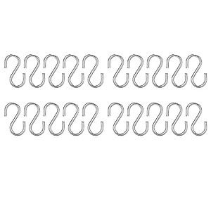 Tissting 20 Pcs M3 S Shaped Hooks Heavy Duty Stainless Steel Hanging Hooks Multi Purpose Hooks for Basketball Hoop Garden Bedroom(36.8mm / 1.6in)