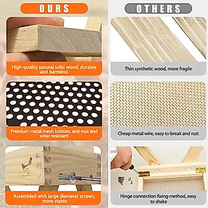 COLRASN Chicken Picnic Table,Chicken Feeder No Waste Handmade Wooden, DIY Chicken Feeder Kit, 15.7" L X 15" W X 10" H, Duck Feeder No Mess, Easy to Clean and Fill, Keep Food Fresh and Dry