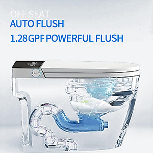 Smart toilet with bidet built in One-piece Bidet Toilet Seat,Foot Sensor Flushing, Heated Seat and Multi-Functional Remote Control Night Light,LED Display-Black