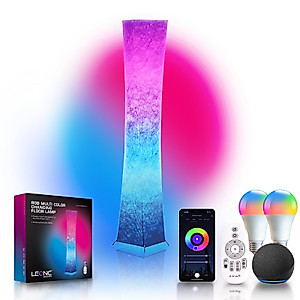 LEONC Design 65 inch Soft Light LED Floor Lamp,RGB Color Changing Fabric Shade Modern Floor Lamp for Livingroom Bedroom Warm Atmosphere Tyvek Dupont 10 x 10 x 65 inch