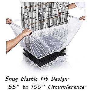 Tamu style Bird Cage Seed Catcher, Large, Stretchy Form Fitting Mesh Skirt Cover for Parrot Enclosures, Light and Breathable Fabric, Prevent Scatter and Mess, Reusable