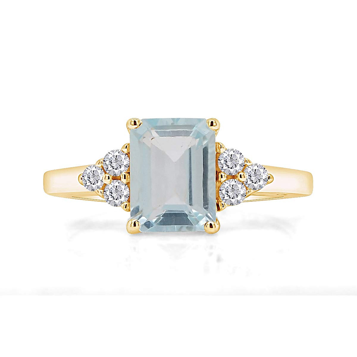 Jewel Zone US Simulated Blue Aquamarine & White Topaz CZ Fashion Ring in 14k Gold Over Sterling Silver (1.67 Cttw)