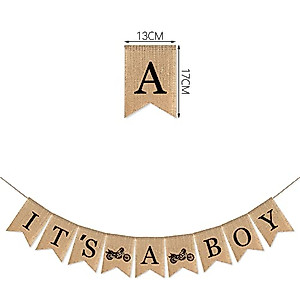 Motorcycle Baby Shower Decorations, It's A Boy Burlap Banner,Motorcross Themed Baby Shower Party,Dirt Bike Party Décor,Motorbike Party Supplies,Rider and Biker Baby Shower Sign,Racing Track Party Favor