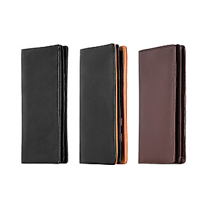 TRENDSLOCKER Executive Leather Wallet Purse Unisex RFID Protection Bifold Wallet (Black/Tan)