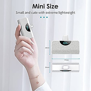 [2 Pack] Mini Portable Charger USB-C Power Bank 5200mAh,LCD Display 15W PD Fast Charging Battery Pack Backup Charger Compatible with Samsung Galaxy S22/S21/S10/S9,Note 20/10,Moto,LG,Android Phones etc