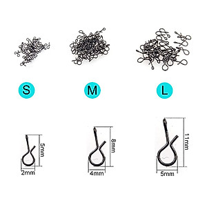 No-Knot Fast Snaps Fly Fishing Snap No Knot Snaps Quick Change Connect snap for Flies Hook & Lures Black Color Pack of 100 (L)