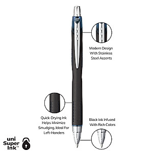 Uniball Jetstream RT BLX 12 Pack, 1.0mm Medium Blue/Black, Wirecutter Best Pen, Ballpoint Pens, Ballpoint Ink Pens | Office Supplies, Ballpoint Pen, Colored Pens, Fine Point, Smooth Writing Pens
