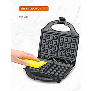 Commercial Chef Waffle Maker, Nonstick Mini Waffle Maker, Easy-to-Clean Electric Waffle Iron for Breakfast Waffles with Power on Light Thermostat