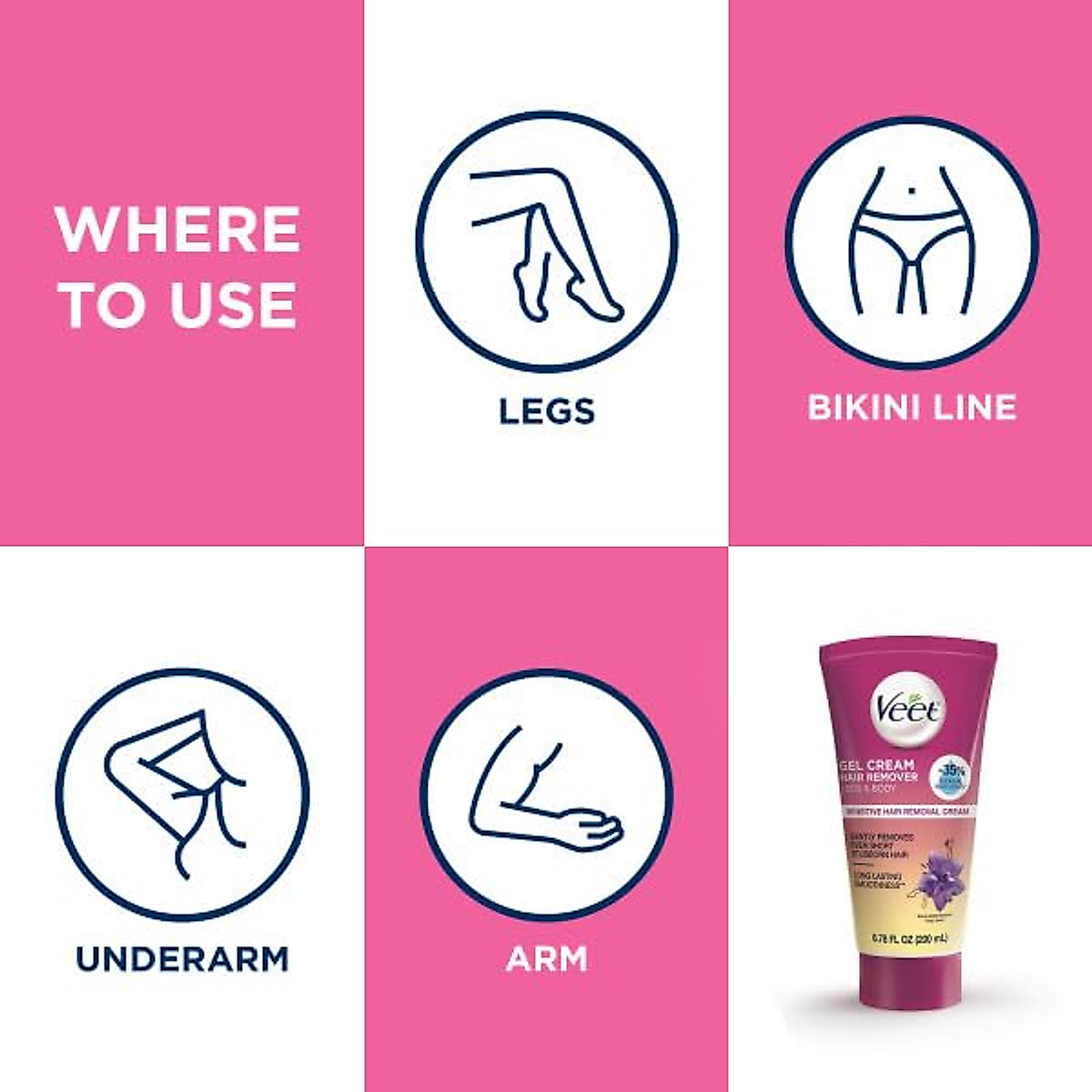 VEET Hair Removal Cream Sensitive Formula 6.78 oz (Pack of 4)