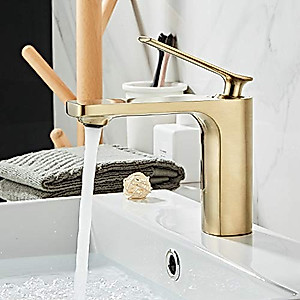 Modern Single Handle Bathroom Basin Faucet Laundry Vanity Sink Faucet Brushed Nickel Gold Finish Lavatory Faucet