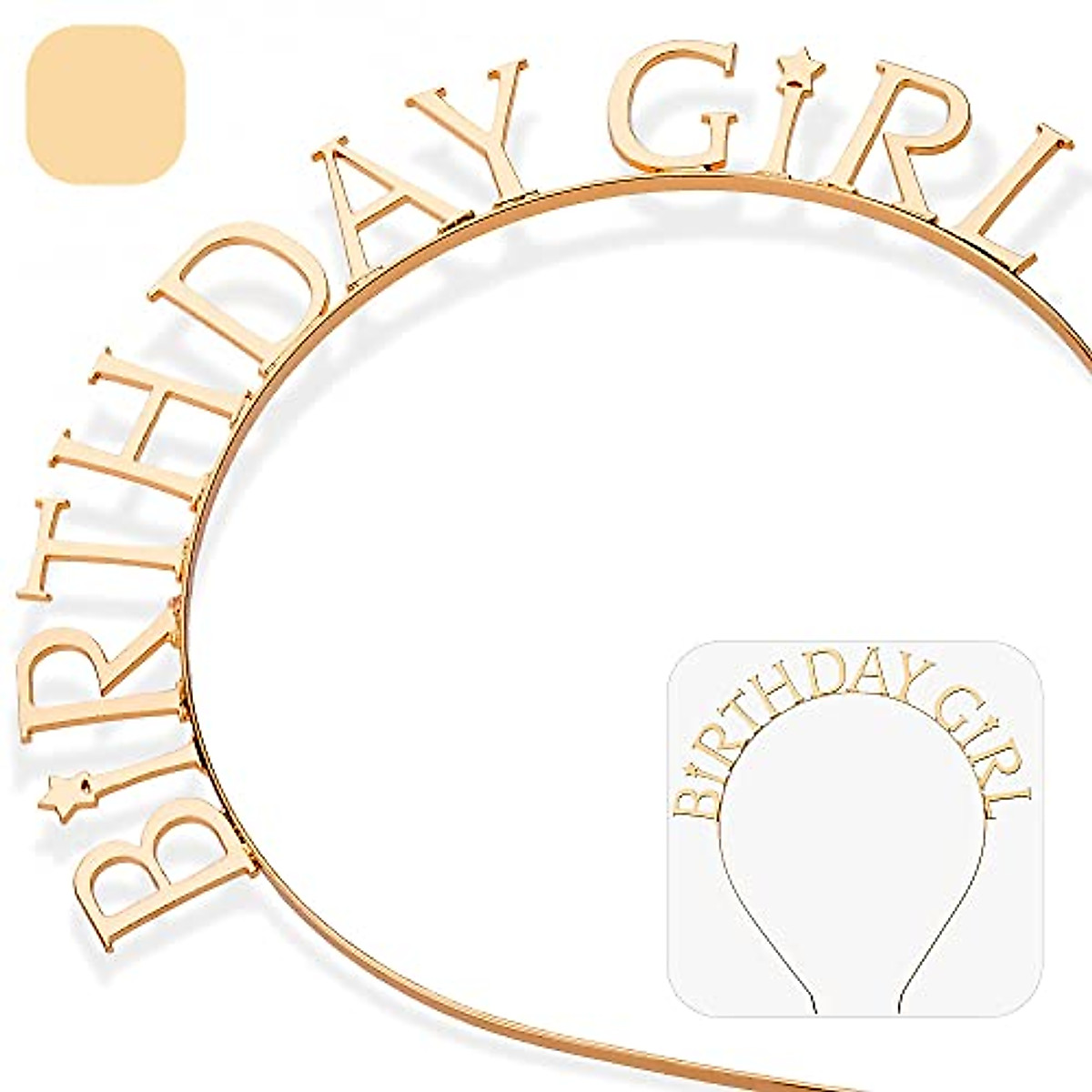 CORRURE Birthday Girl Headband Tiara, Gold Birthday Crown Headpiece, Party Hair Accessories for Girls and Women, Sweet 16, 18th 21st 25th 30th 40th 50th or Any Other Bday Party Decorations Supplies