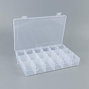 Plastic Organizer Box with Dividers | 36 Compartment Organizer | Clear Organizer Box for Bead Storage, Letter Board Letters, Fishing Tackle, Jewelry, & Screws 10.8" x 6.9" x 1.7"