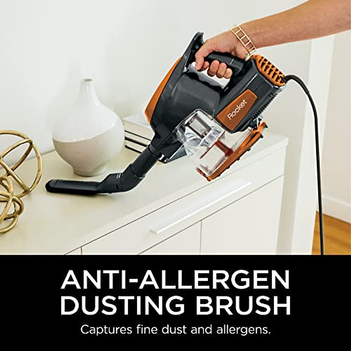 Shark HV301 Rocket Ultra-Light Corded Bagless Vacuum for Carpet and Hard Floor Cleaning with Swivel Steering, Gray/Orange