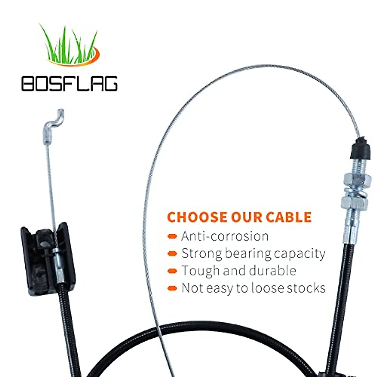 BOSFLAG 946-04007 Auger Engagement Cable Replaces MTD 946-04007 Auger Cable, Troy-Bilt 946 04007 Cable, MTD 94604007, MTD 746-04007 Clutch Cable, MTD 746 04007 Auger Control Cable, MTD 74604007