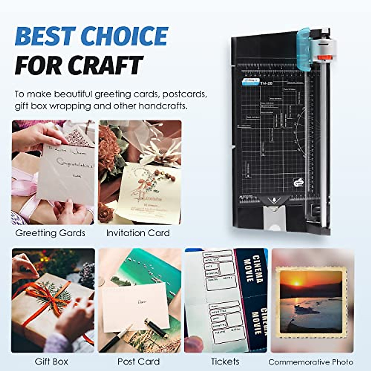 Frifreego 12 Inch Rotary Paper Cutter Heavy Duty, Paper Trimmer with 4 Different Blades for Straight/Wave/Dotted/Creasing Line, Suitable for Cutting Paper Coupons Photos Postcards Scrapbook