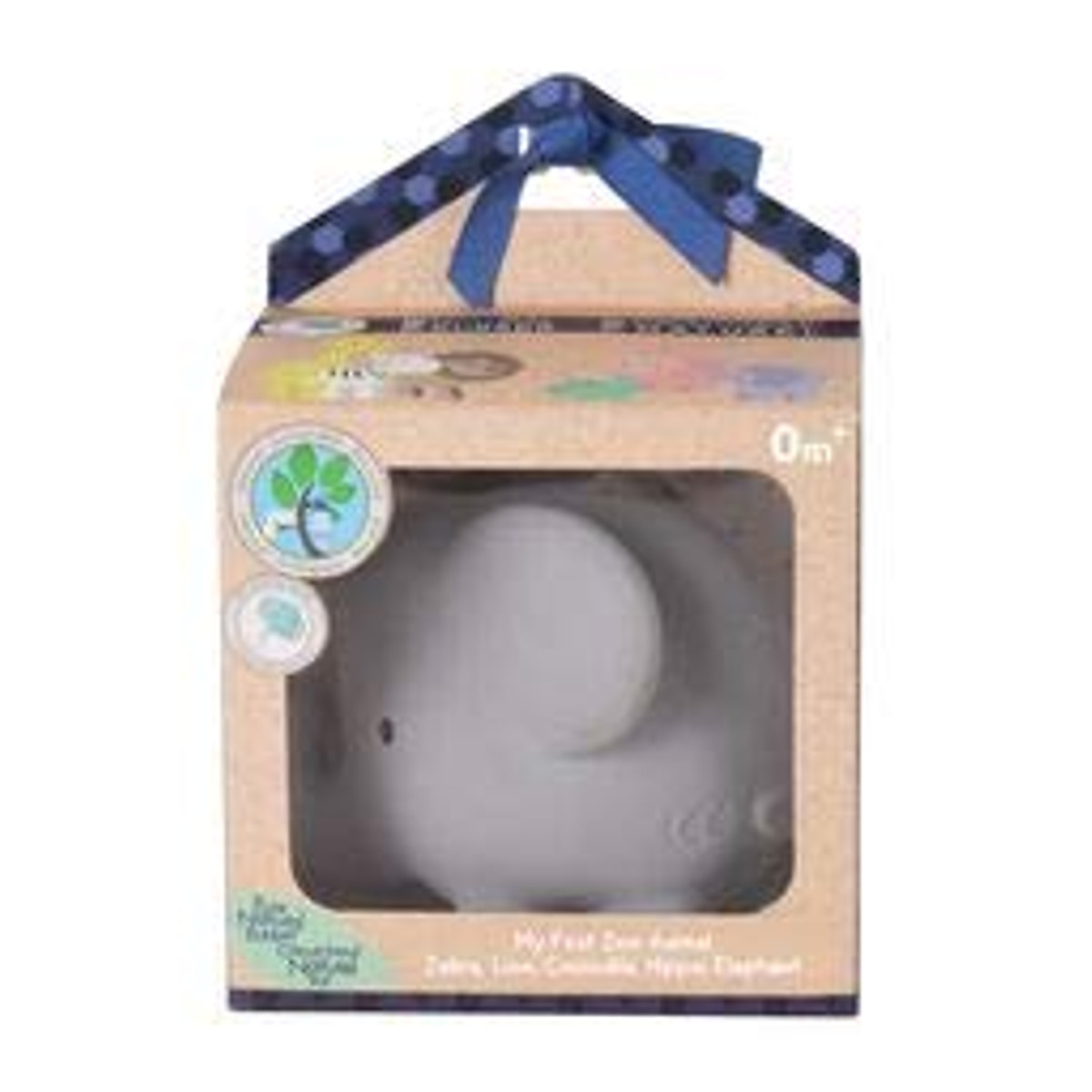 Tikiri Toys Rubber Elephant Rattle, Teether & Bath Toy, Organic Natural Rubber, Ages 6 Months & UP