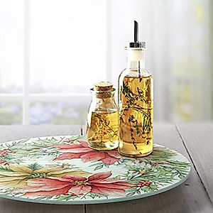 CounterArt Glad Tidings 4mm Heat Tolerant Tempered Glass Lazy Susan Turntable 13" Diameter Cake Plate Condiment Caddy Pizza Server